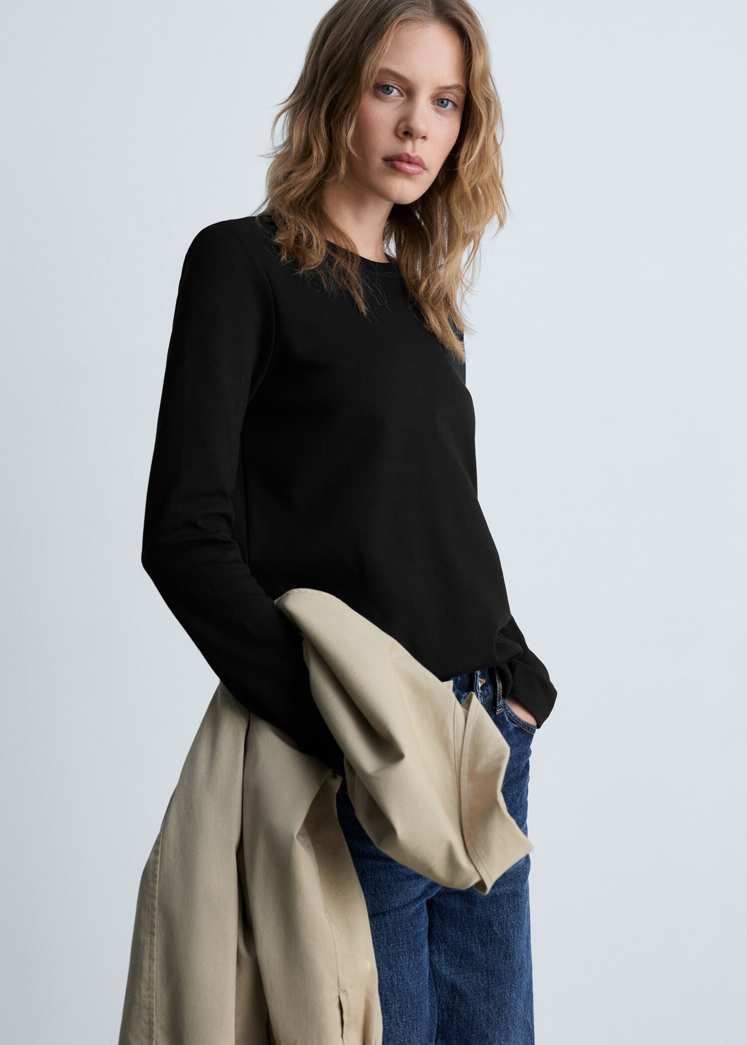 Long Sleeve Cotton T Shirt Women Mango Usa