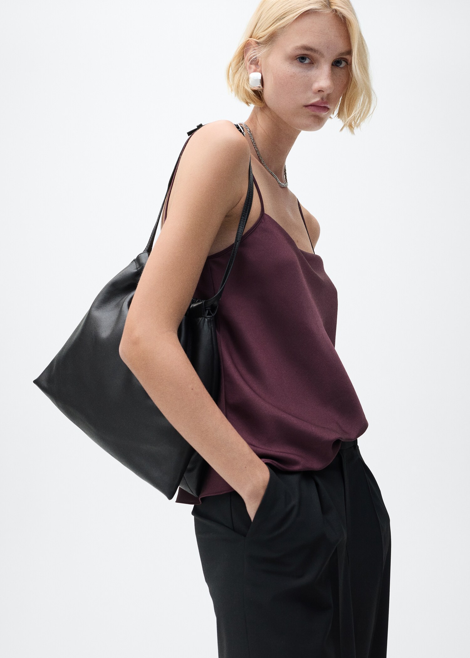 Satin top with thin straps - Women | MANGO USA