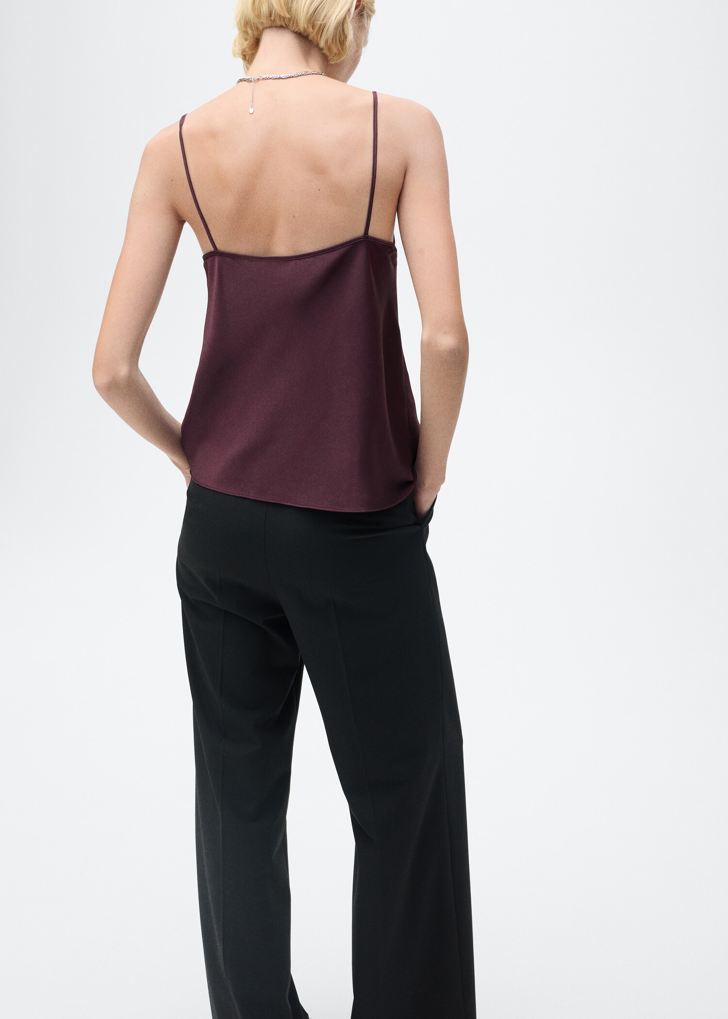 Satin top with thin straps - Women | MANGO USA