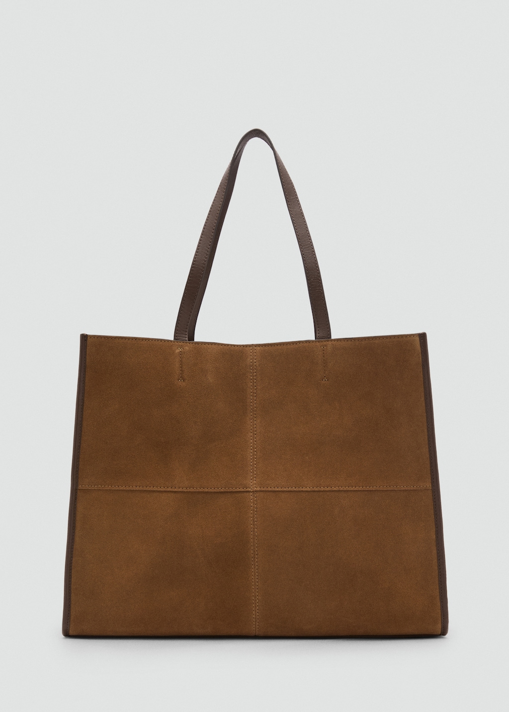 Leather shopper bag with stitching MANGO