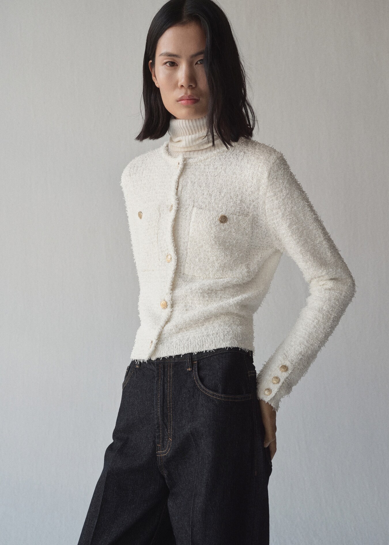 Tweed jacket with jewel buttons - Women | MANGO United Kingdom