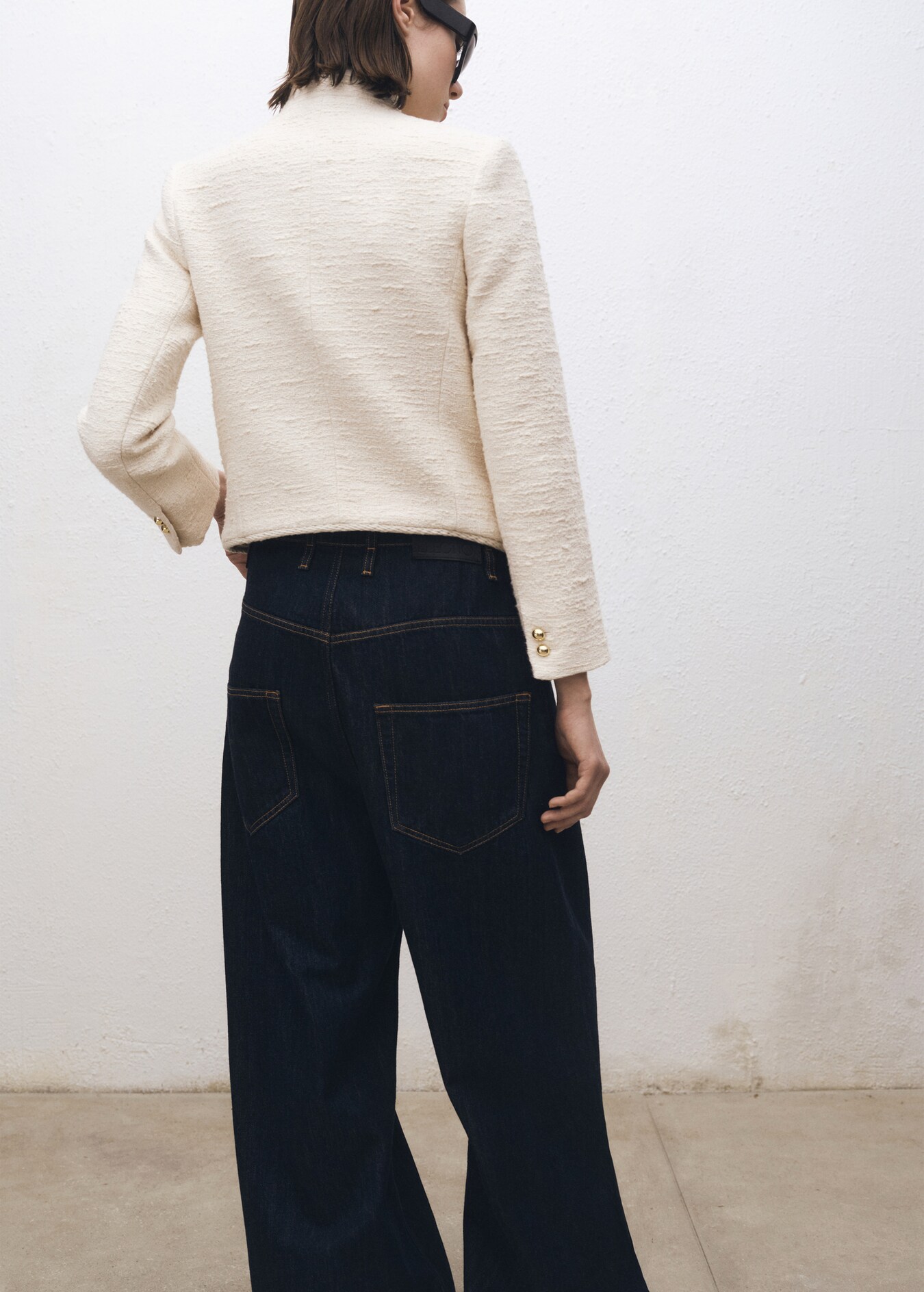 Tweed jacket with striped collar - Women | MANGO USA