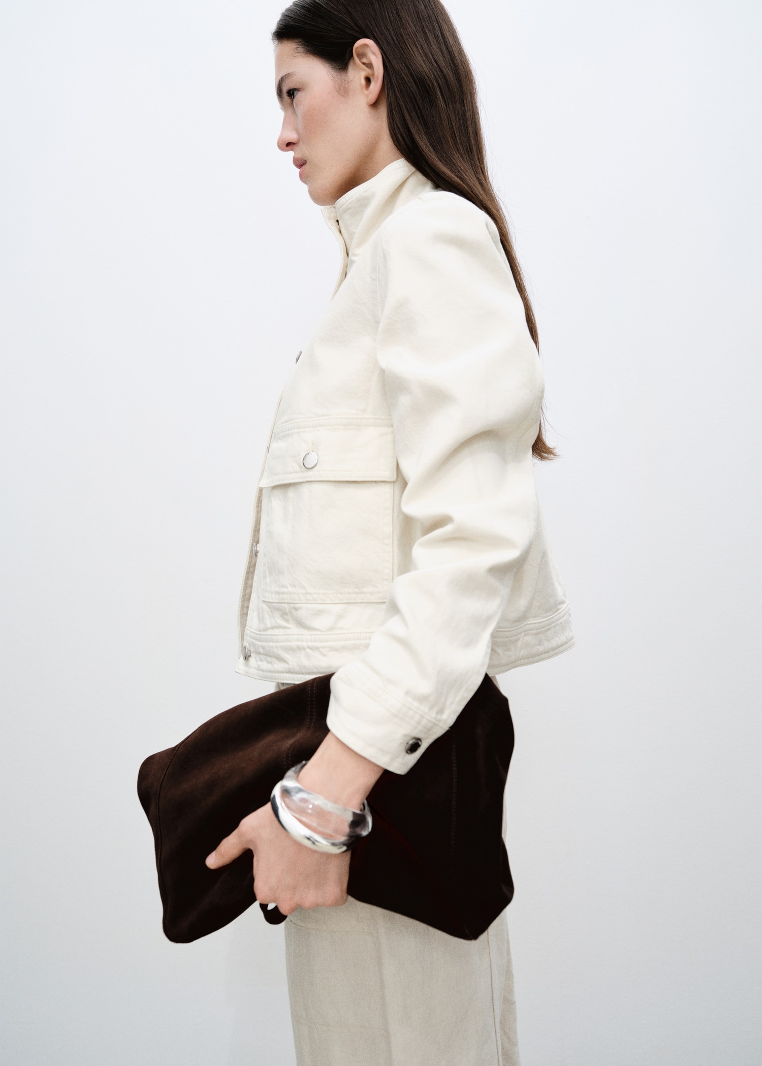 Chaqueta Algodón Cuello Alto Bolsillos Mujer Mango España