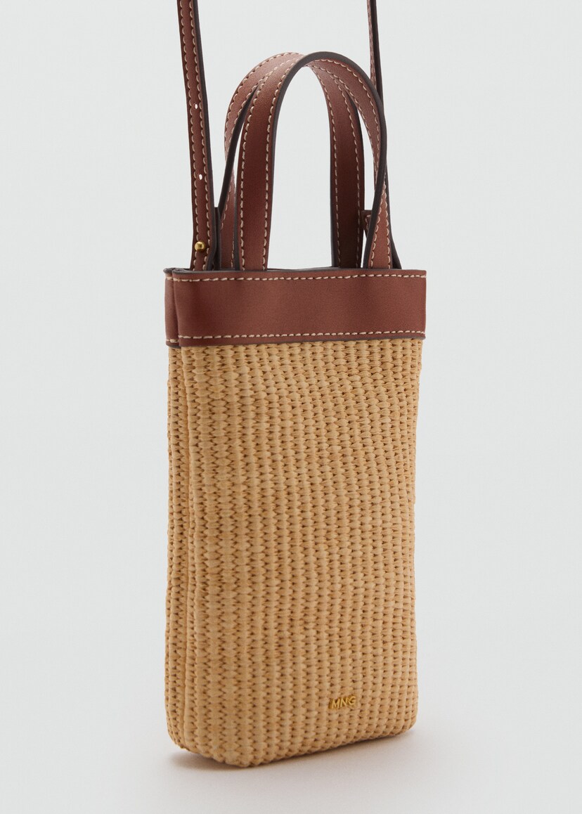 Raffia-effect crossbody cell phone case - Women | MANGO USA