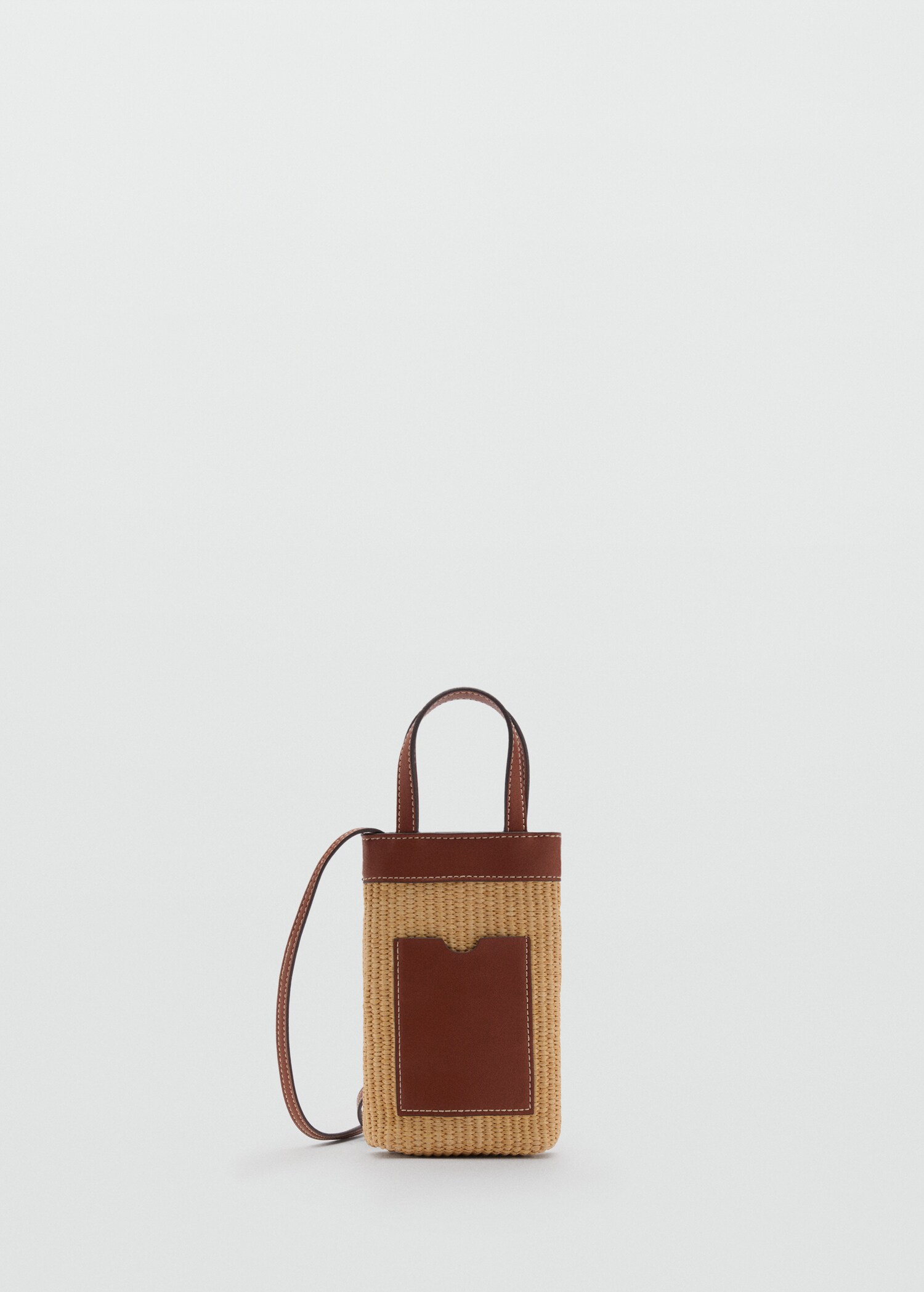Raffia-effect crossbody cell phone case - Women | MANGO USA