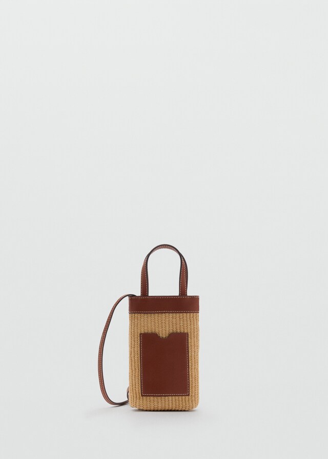 Raffia-effect crossbody cell phone case - Women | MANGO USA
