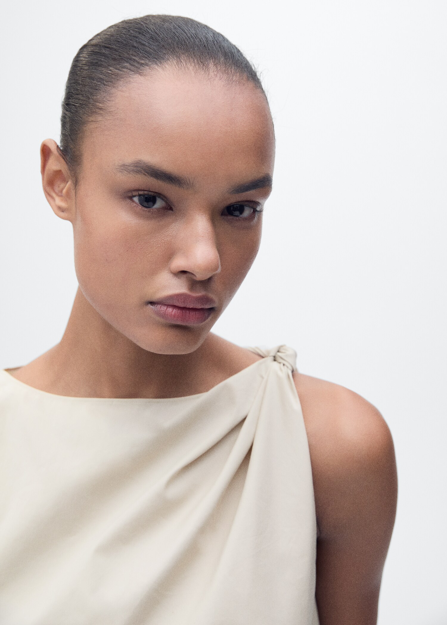 Knotted-hem cotton top - Women | MANGO USA