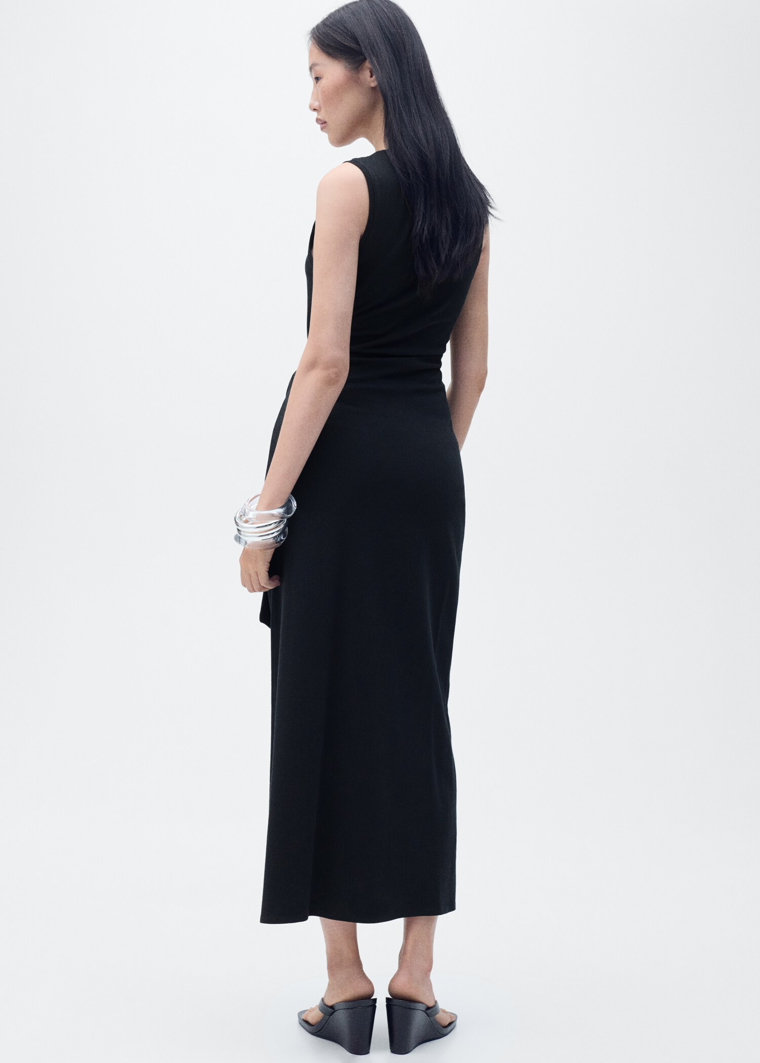 Cotton midi-dress with knot detail - Women | MANGO USA