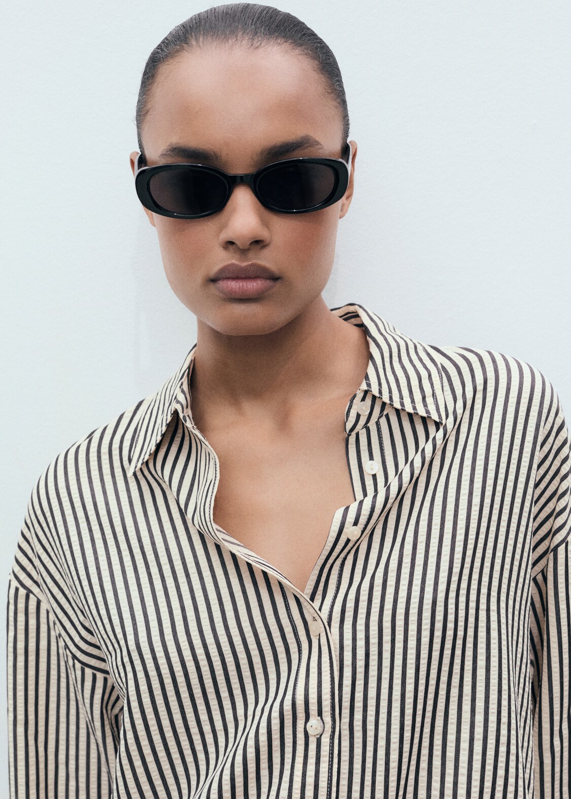Striped textured shirt - Women | MANGO USA