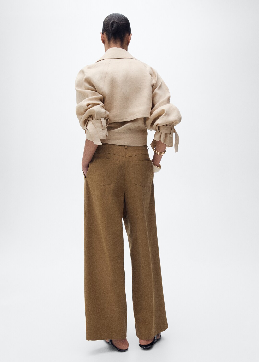 Linen jacket with belt - Women | MANGO USA