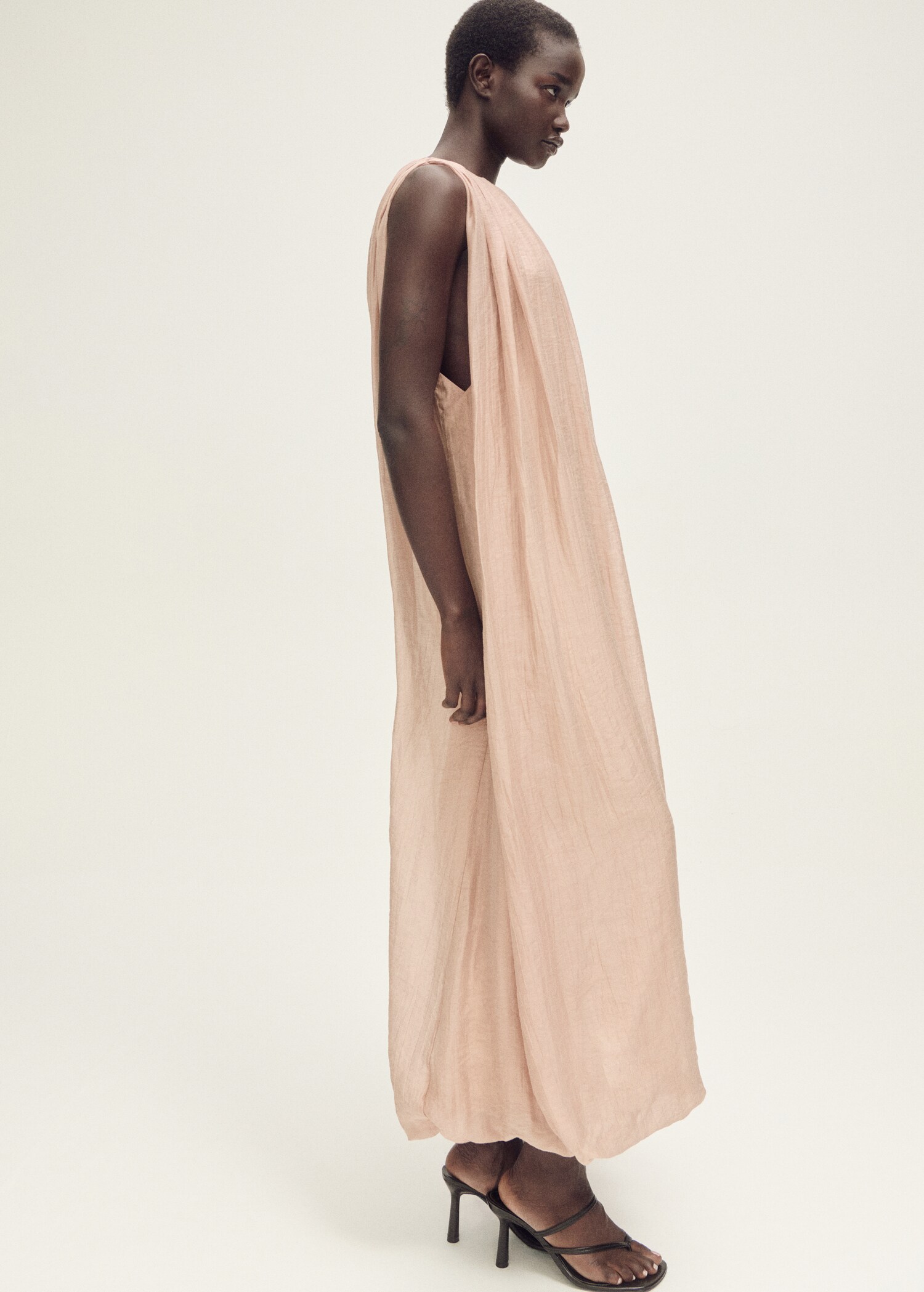 Gathered dress with puffed hem - Women | MANGO USA