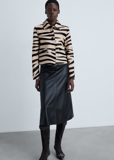 Zebra-print fur jacket - Women | MANGO United Kingdom