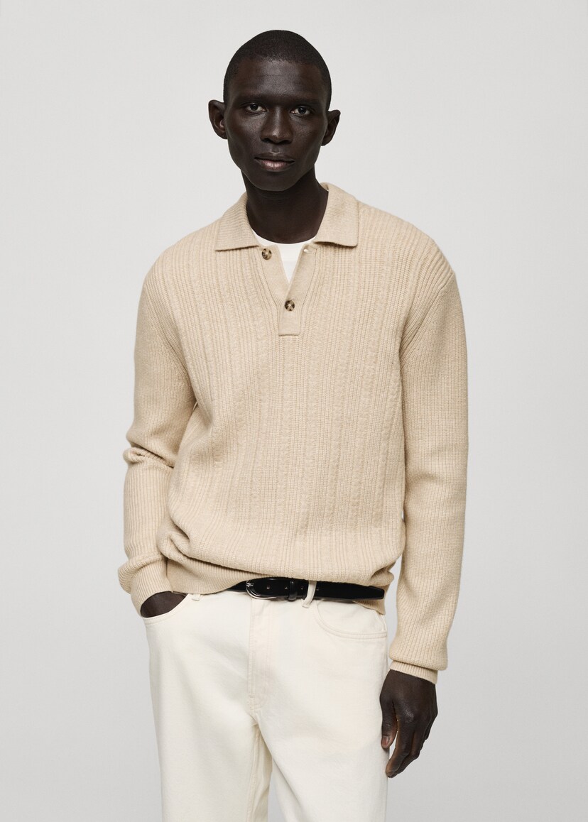 Knitted Structured Polo Sweater Men Mng Australia