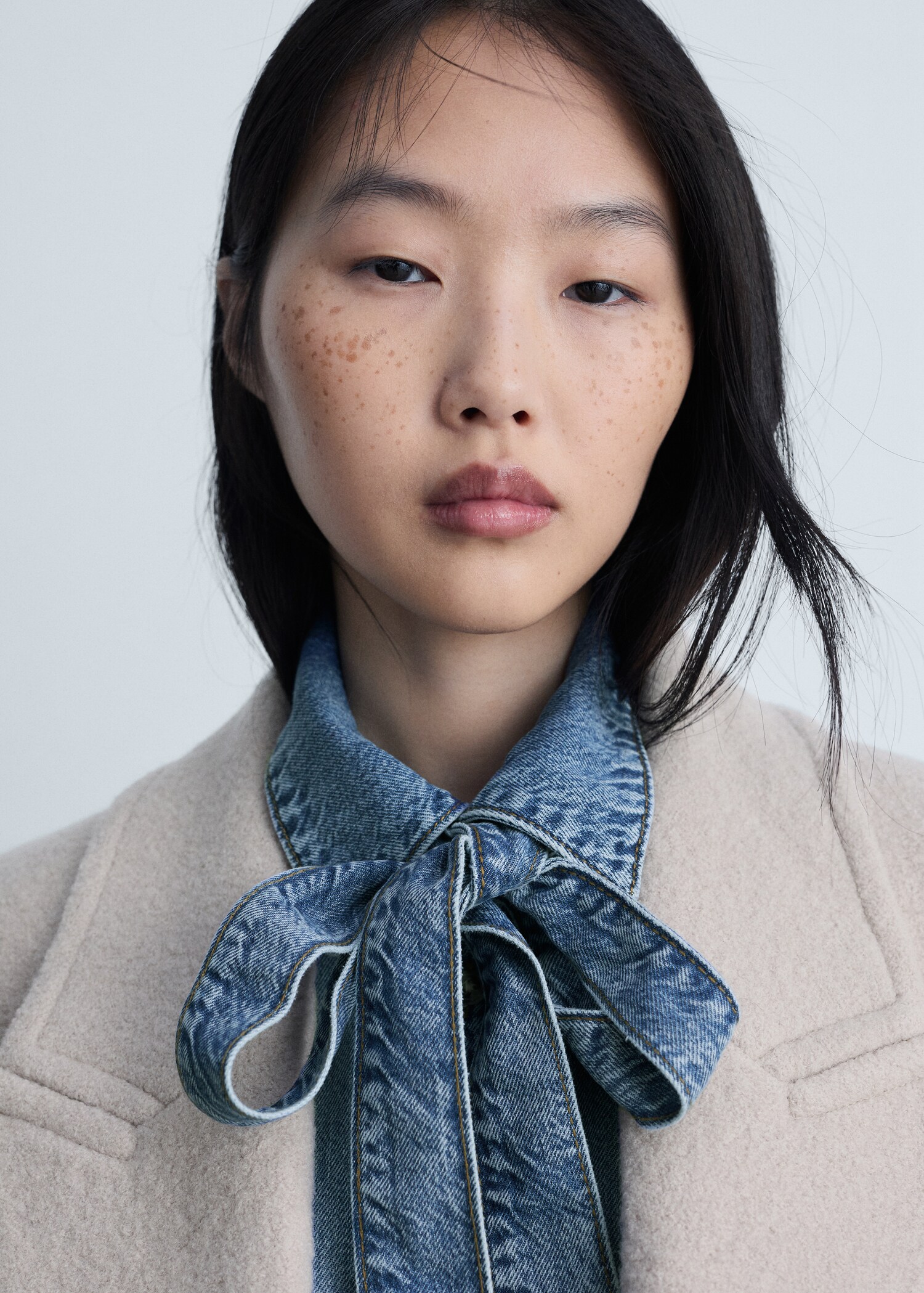 Denim shirt with bow - Women | MANGO USA