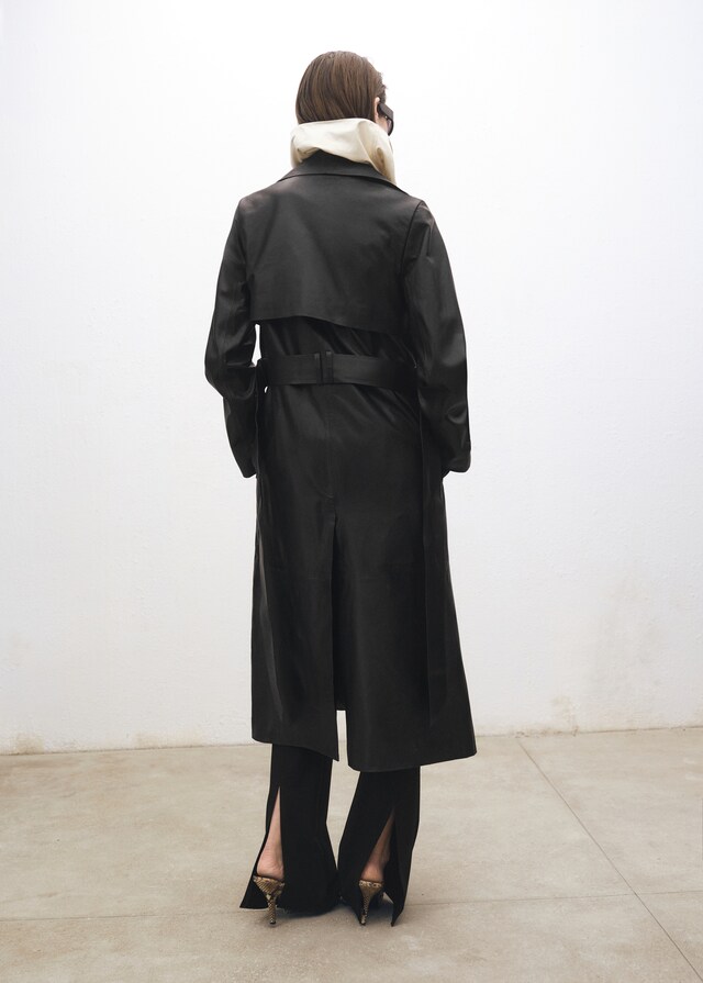 Leather trench coat with belt - Women | MANGO USA