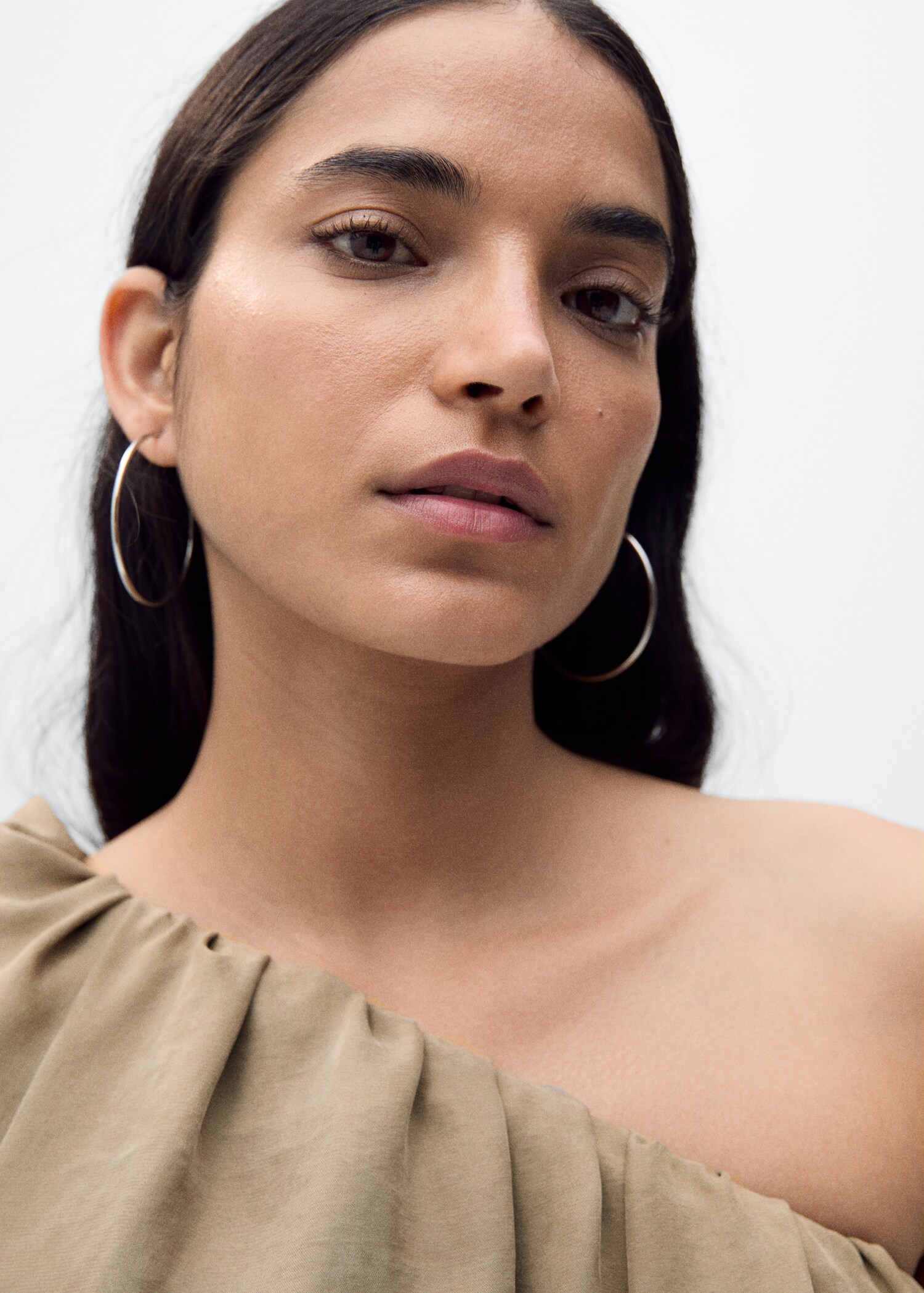 Long jumpsuit with asymmetrical gathered collar - Women | MANGO USA