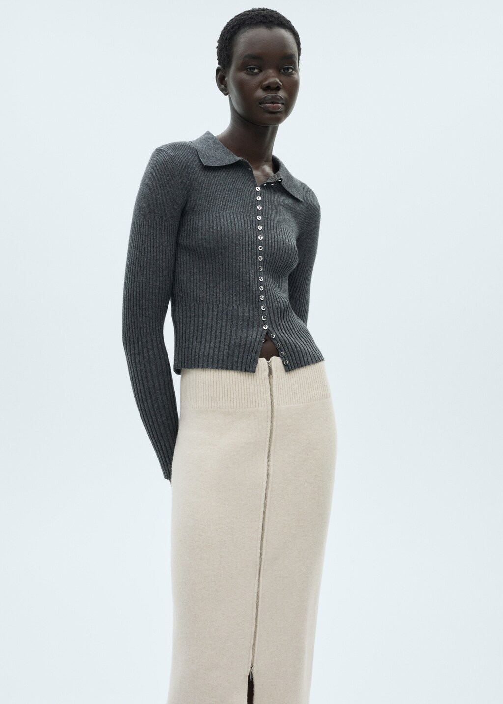 Zipper knit midi skirt - Women | MANGO USA