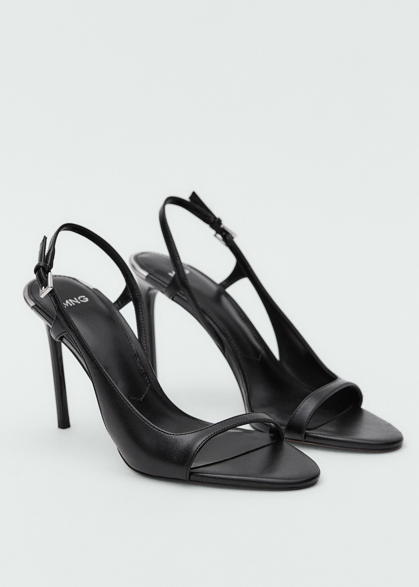 Sandales cuir talon asymétrique - Femme | MANGO France métropolitaine
