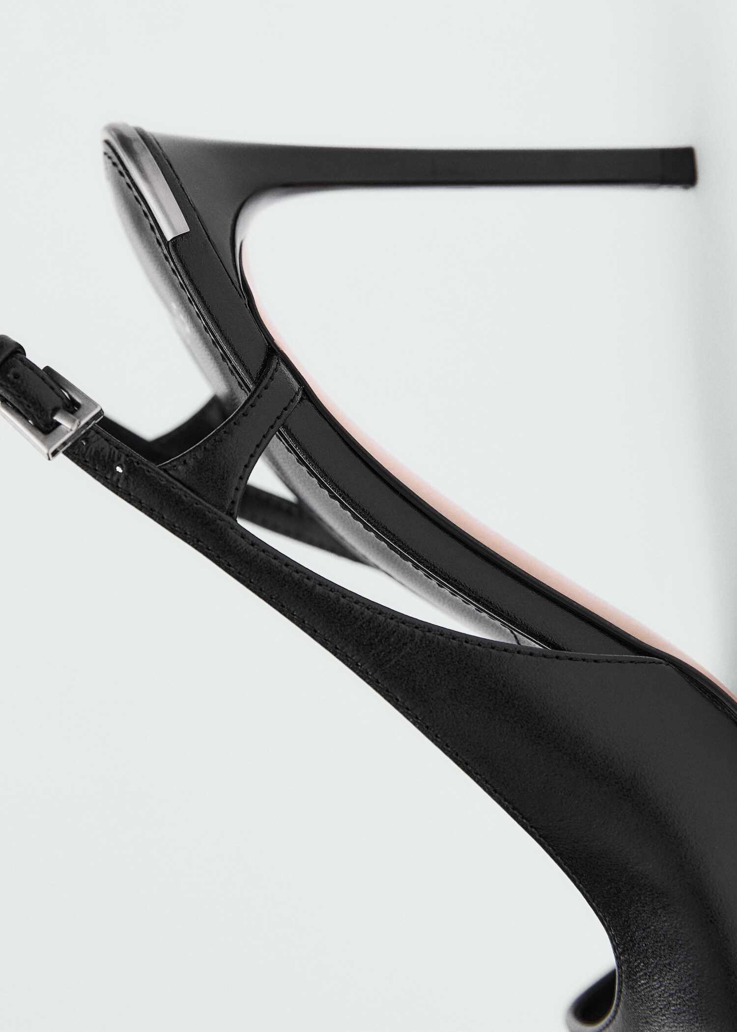 Leather sandals with asymmetrical heel - Women | MANGO USA