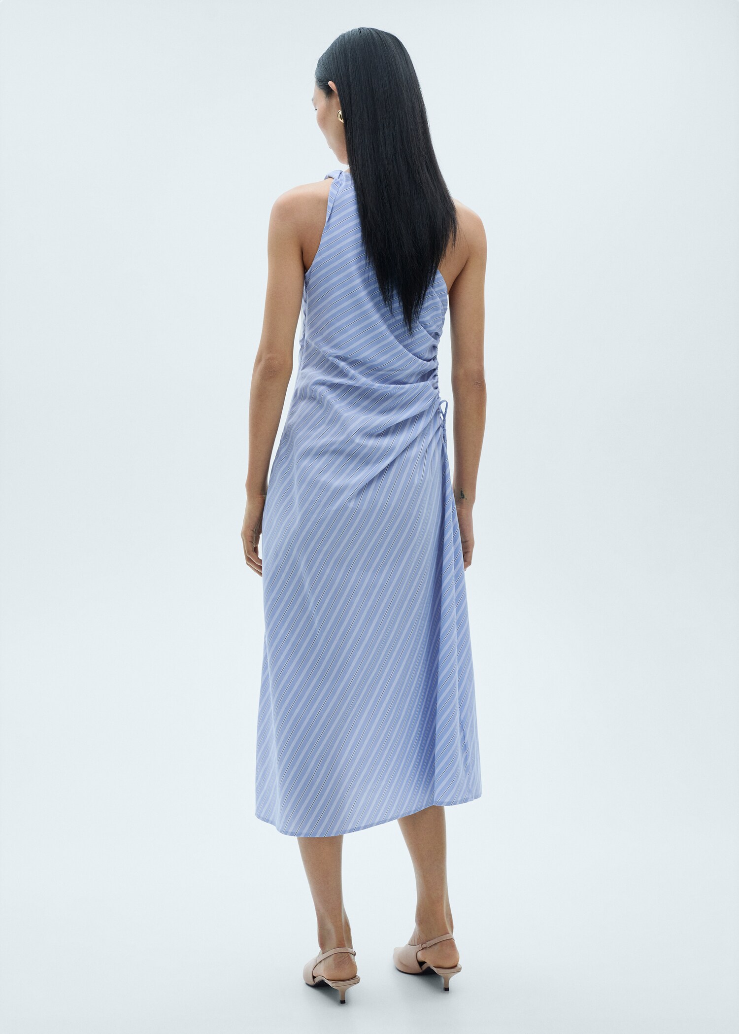 Striped draped asymmetrical dress - Women | MANGO Netherlands