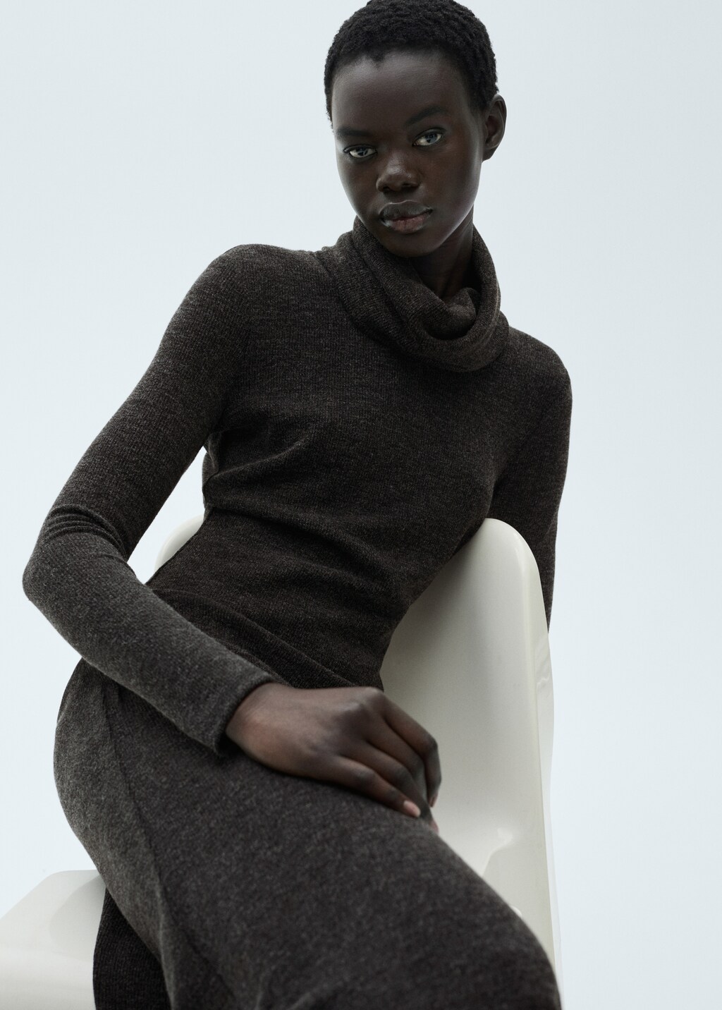 Knitted Turtleneck Dress Women Mango Usa