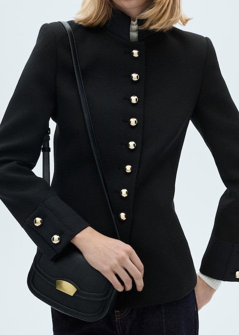 Jacket with jewel-button strip collar - Women | MANGO USA