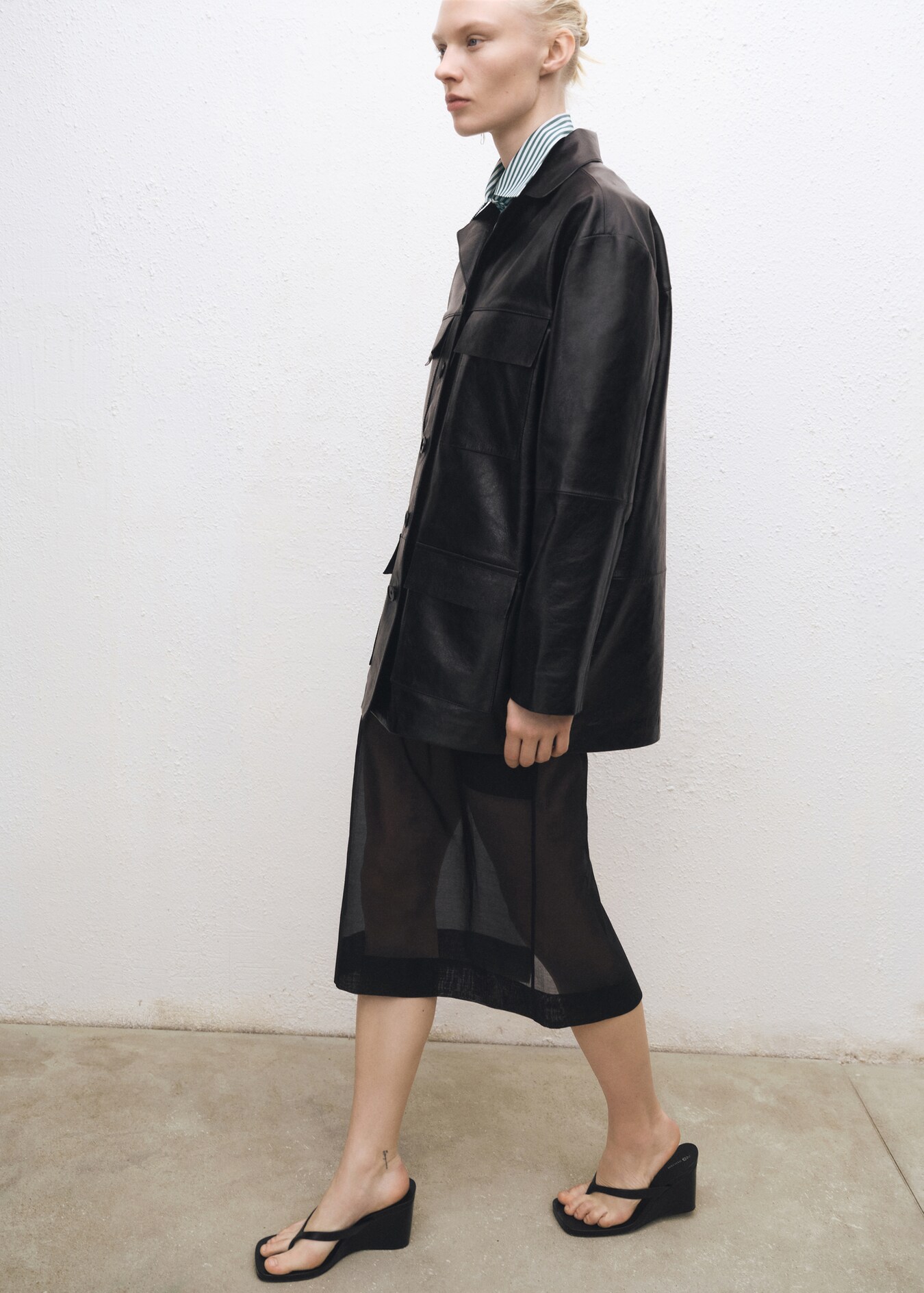 Falda midi seda semitransparente - Mujer | MANGO España (Península y ...