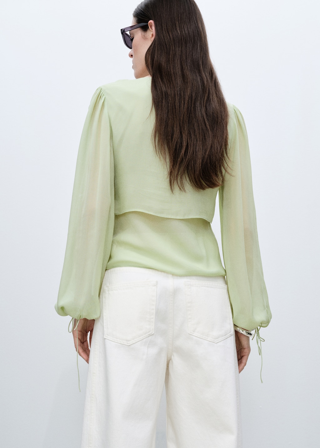 Combined blouse with bow details - Women | MANGO USA Combined blouse with bow details - Women | MANGO USA