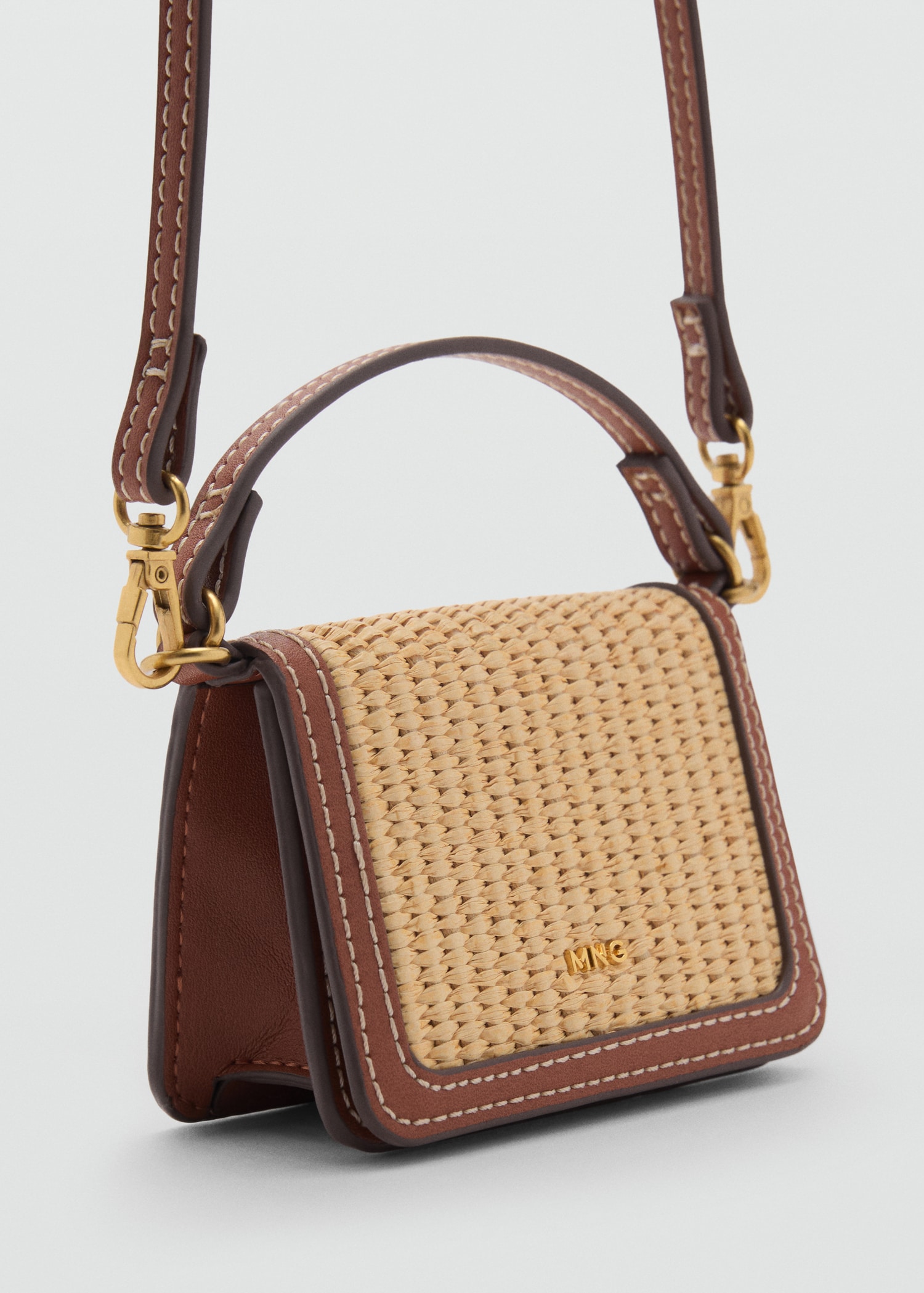 Contrast Canvas Shoulder Bag Women Mango Armenia