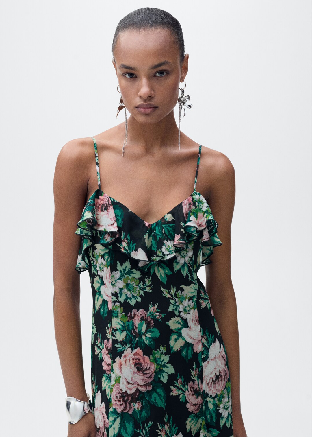 Ruffled Floral Print Dress Women Mango United Kingdom