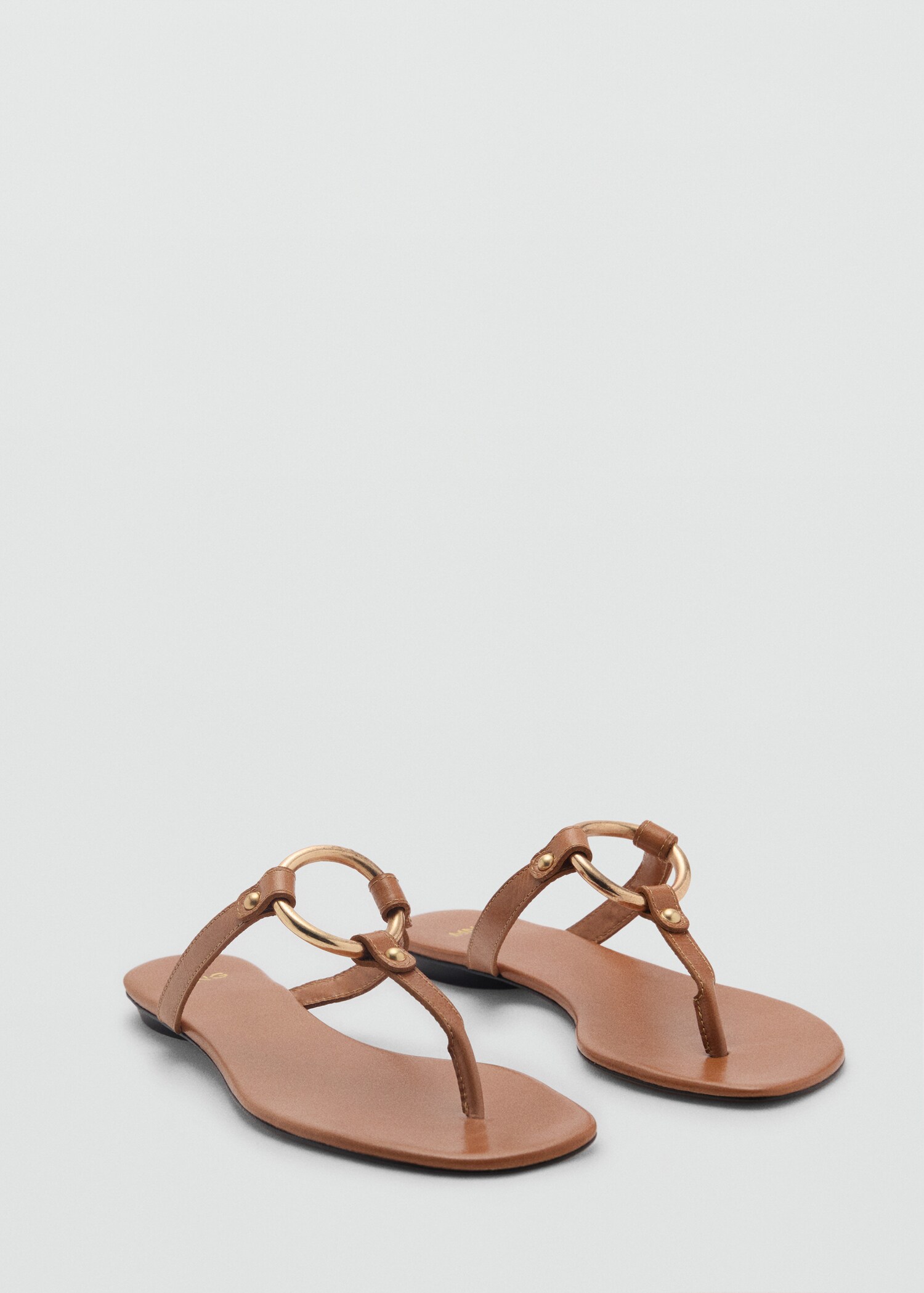 Leather sandals with metal-piece detail - Women | MANGO USA