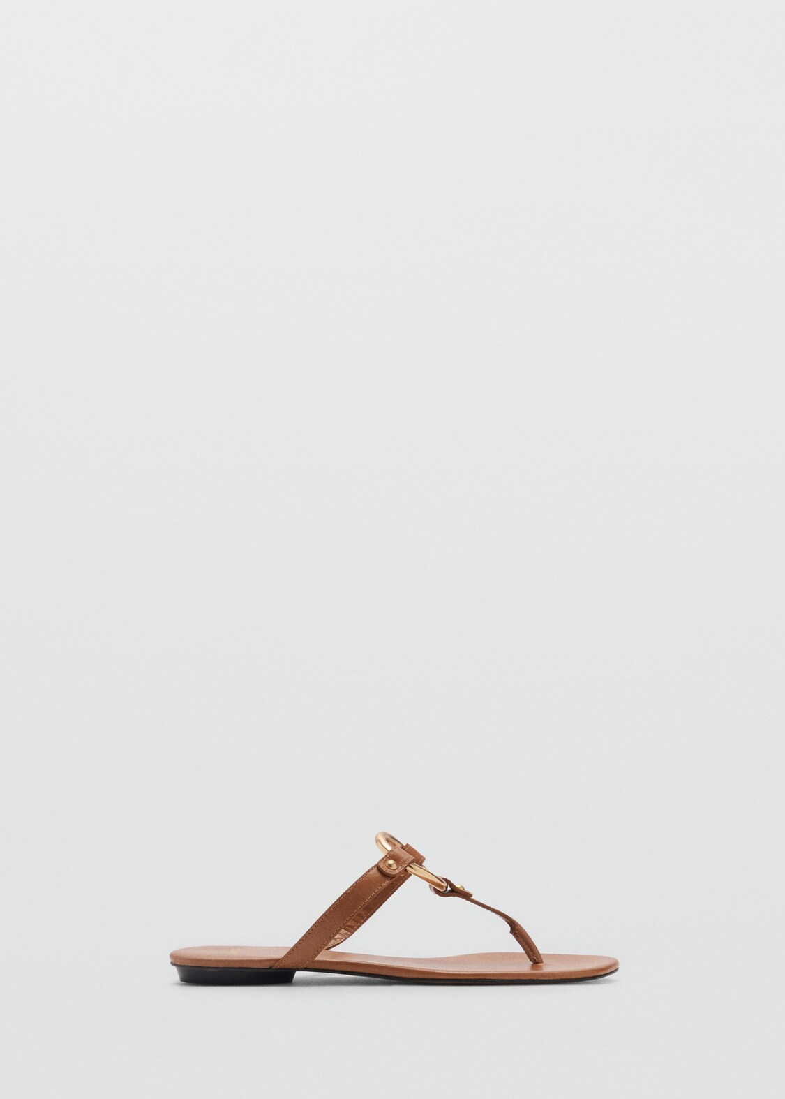 Leather sandals with metal-piece detail - Women | MANGO USA