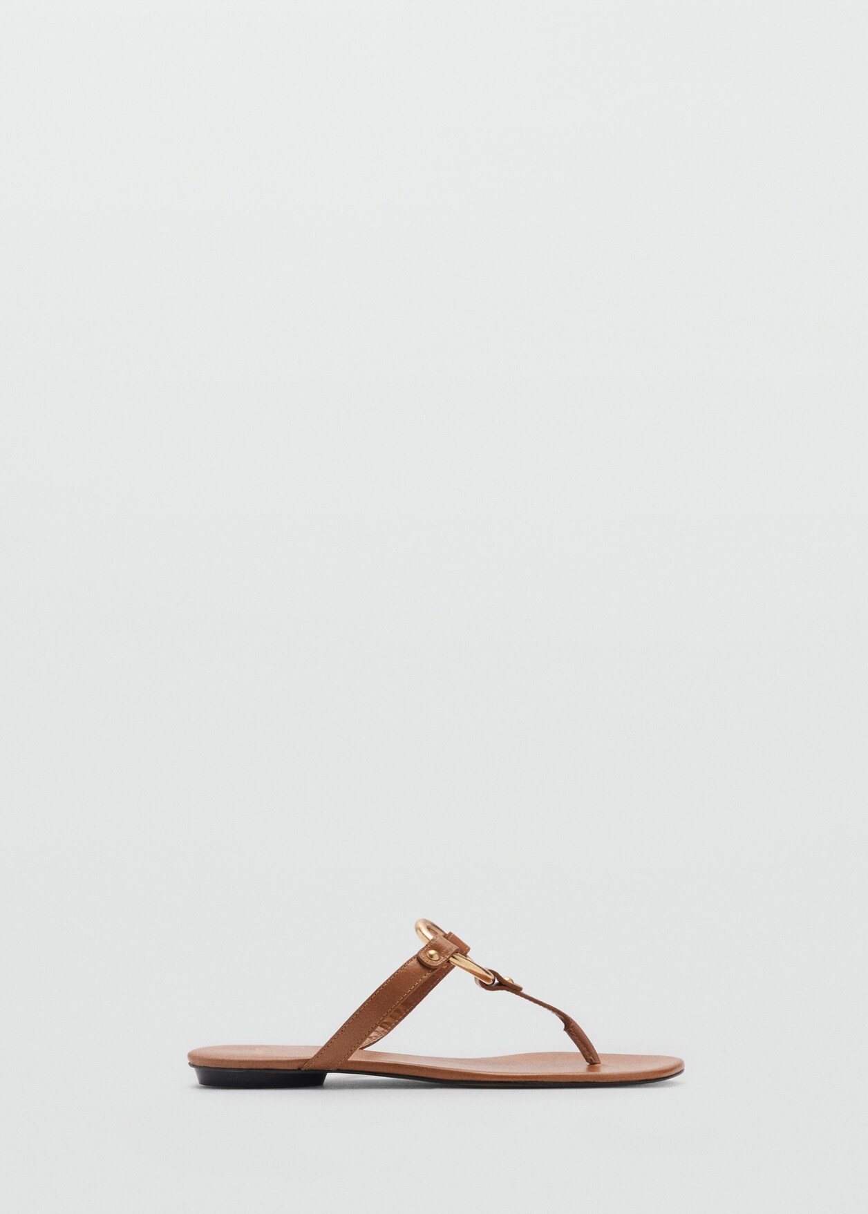 Leather sandals with metal-piece detail - Women | MANGO USA
