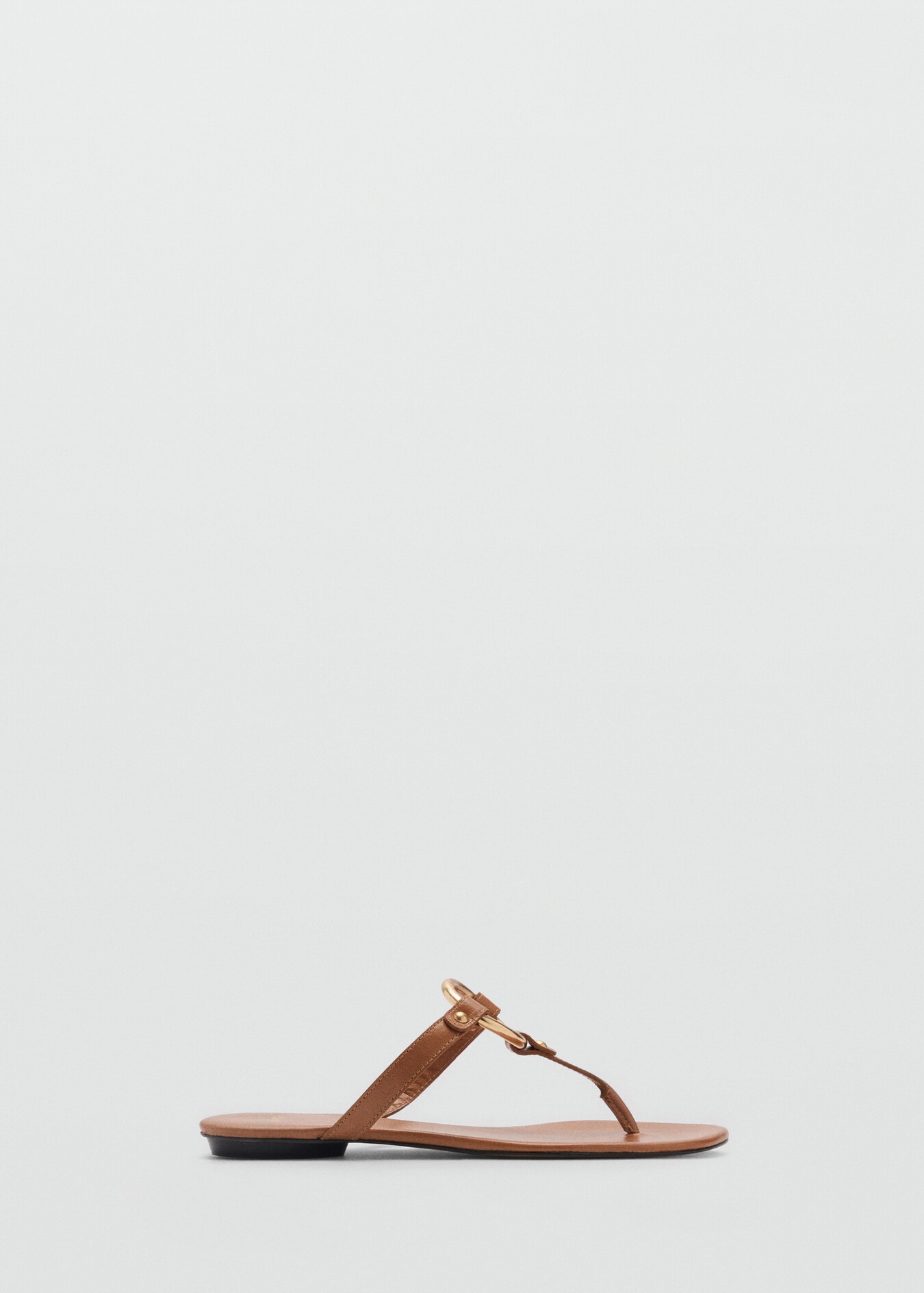 Leather sandals with metal-piece detail - Women | MANGO USA