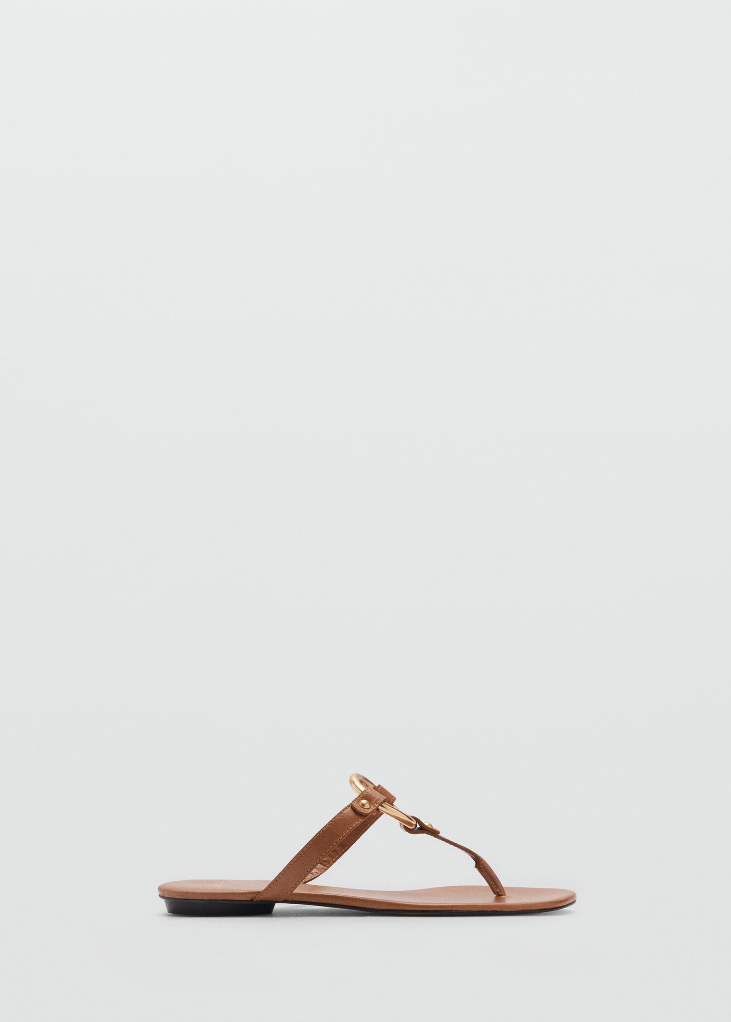 Leather sandals with metal-piece detail - Women | MANGO USA