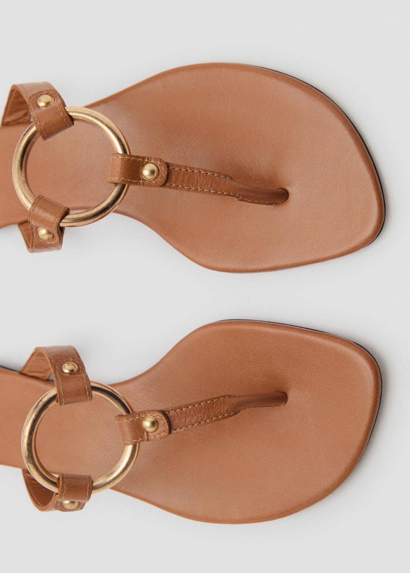 Leather sandals with metal-piece detail - Women | MANGO USA