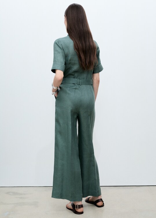 Combinaison chemisier lin - Femme | MANGO France métropolitaine