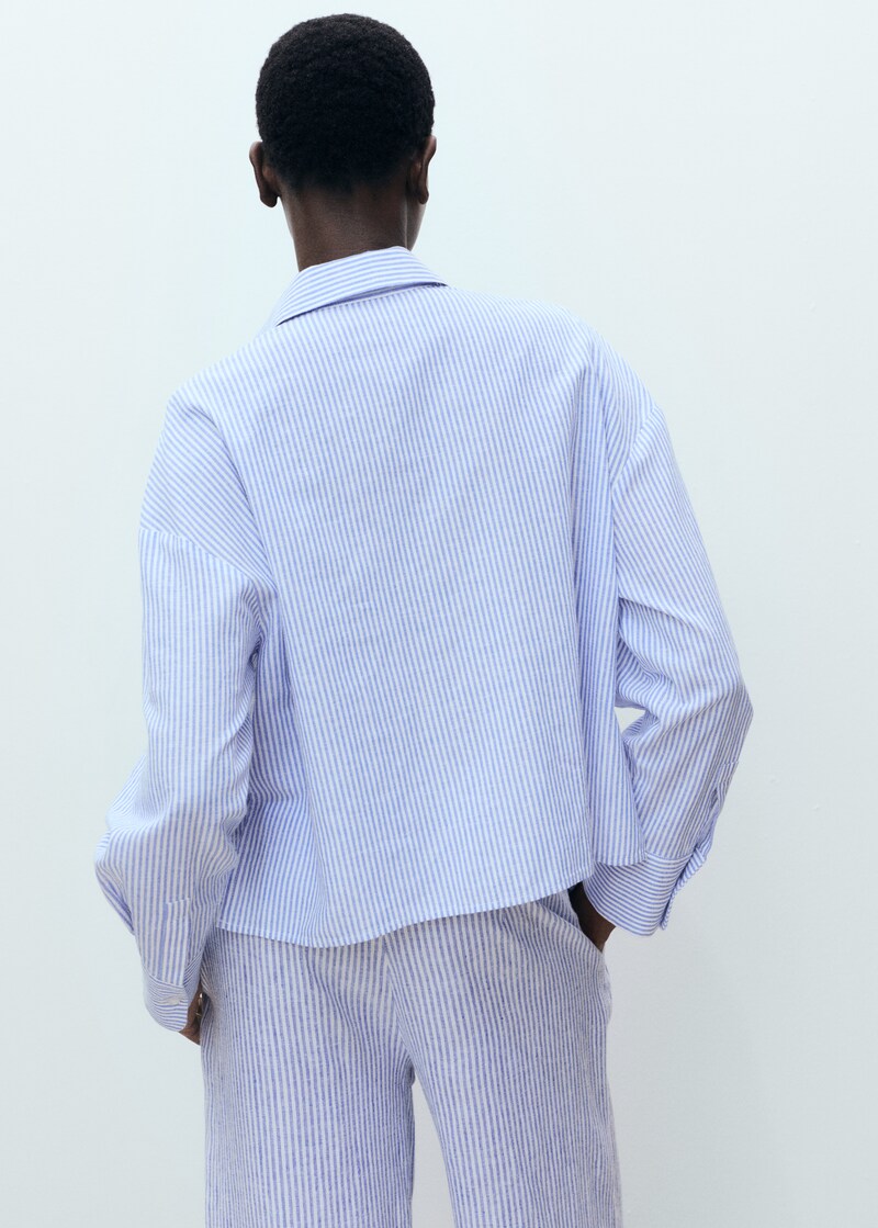 Striped cropped shirt with pockets - Women | MANGO USA