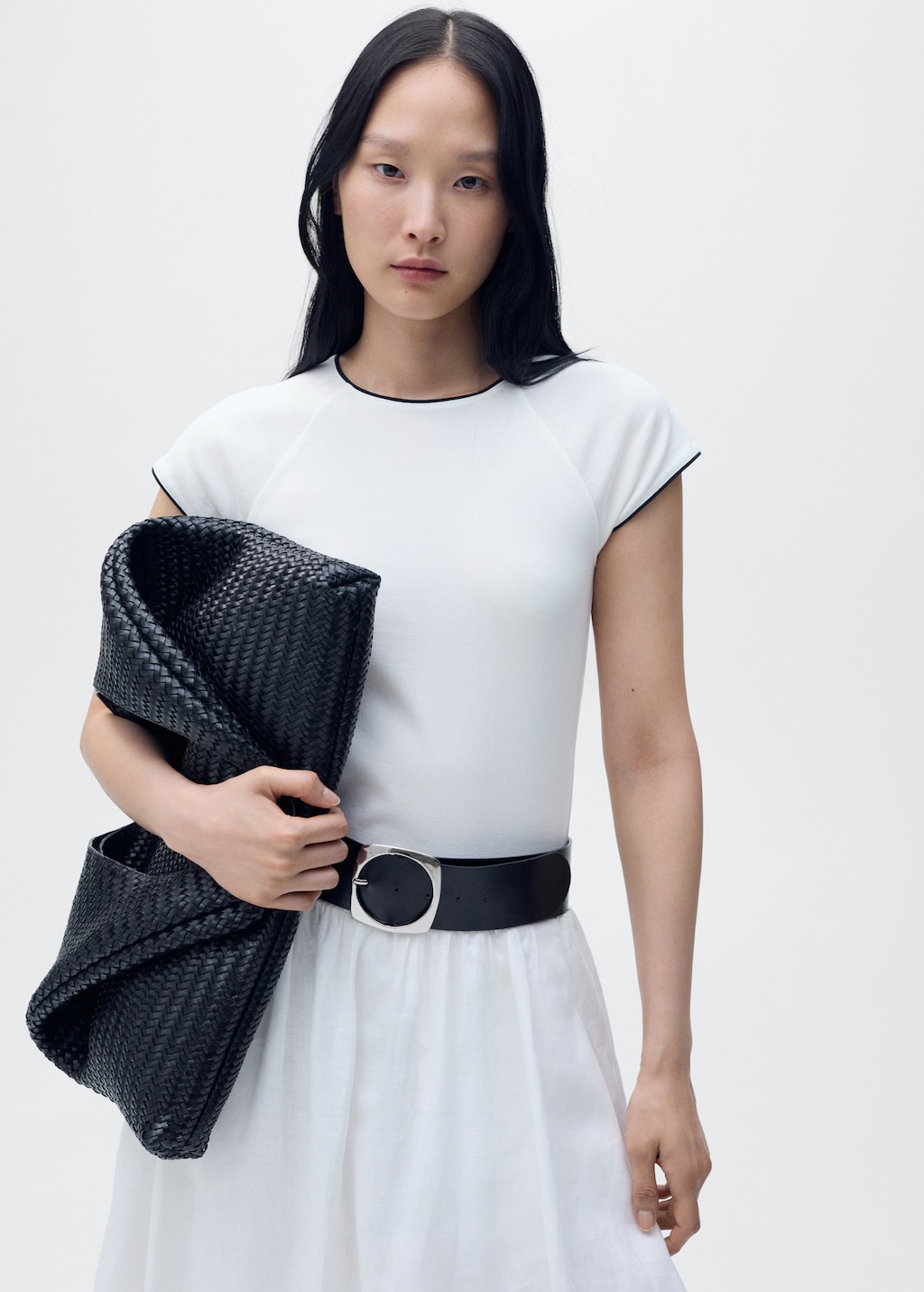 Cotton T Shirt With Contrasting Trim Women Mango Thailand