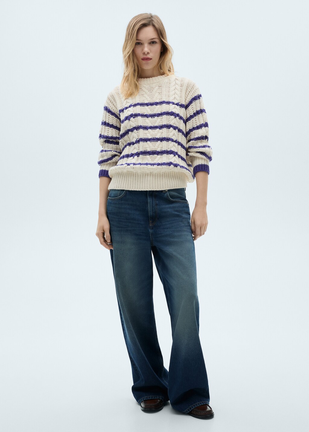 Striped braided sweater - Women | MANGO United Kingdom