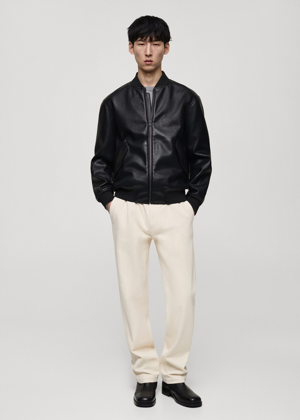 Leather-effect bomber jacket - Men | MANGO USA Leather-effect bomber jacket - Men | MANGO USA