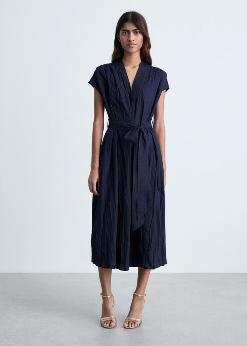 Textured bow dress - Women | MANGO USA