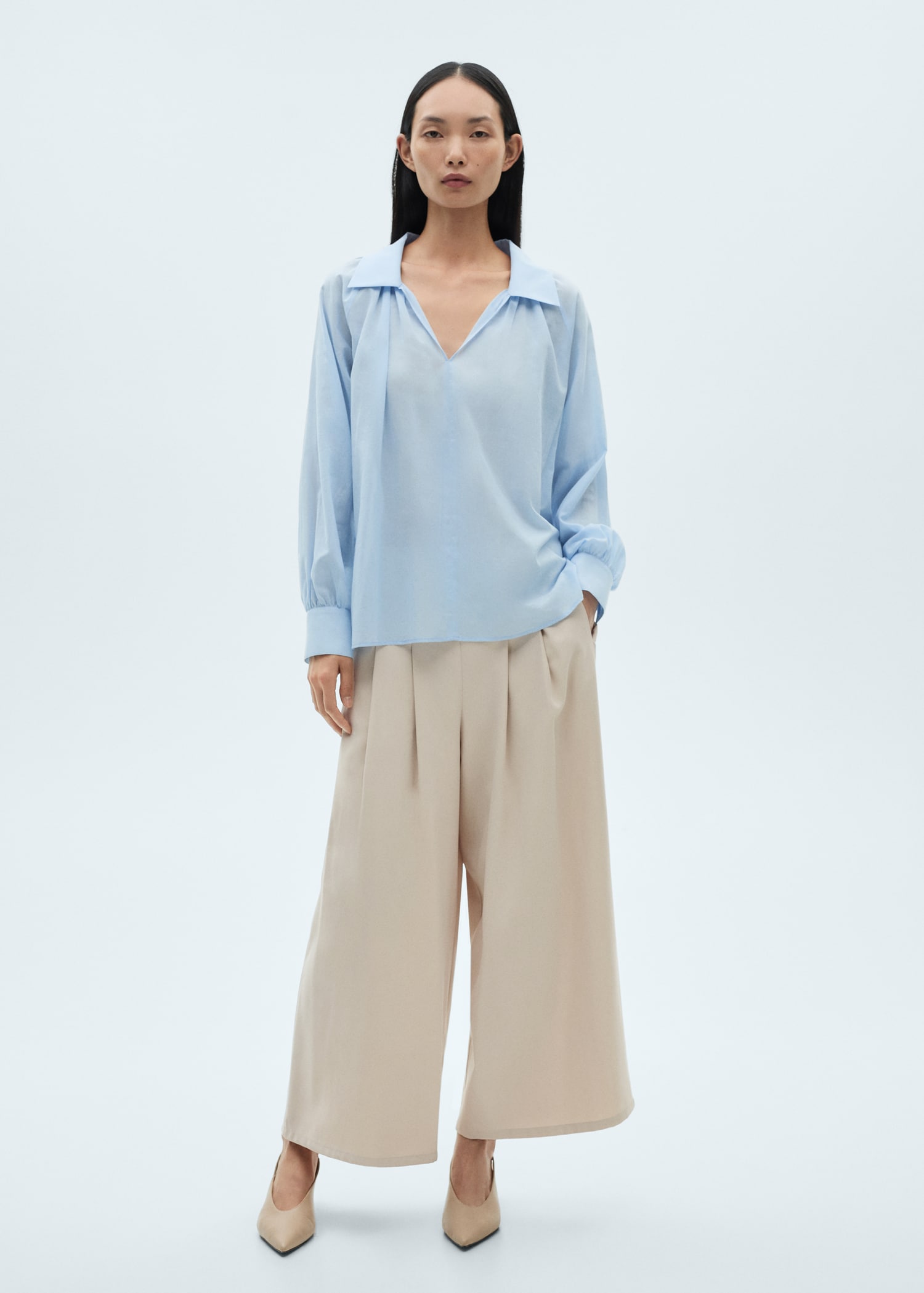 Puffed sleeves cotton blouse - Women | MANGO USA Puffed sleeves cotton blouse - Women | MANGO USA