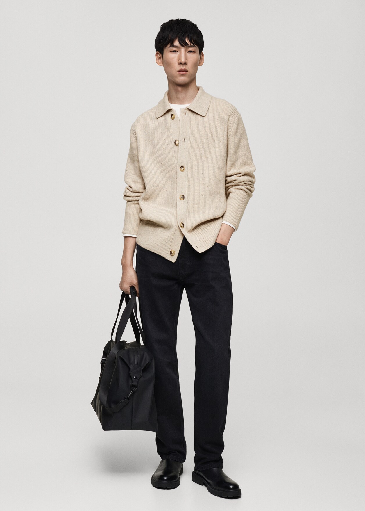 Ribbed knit cardigan - Men | MANGO USA