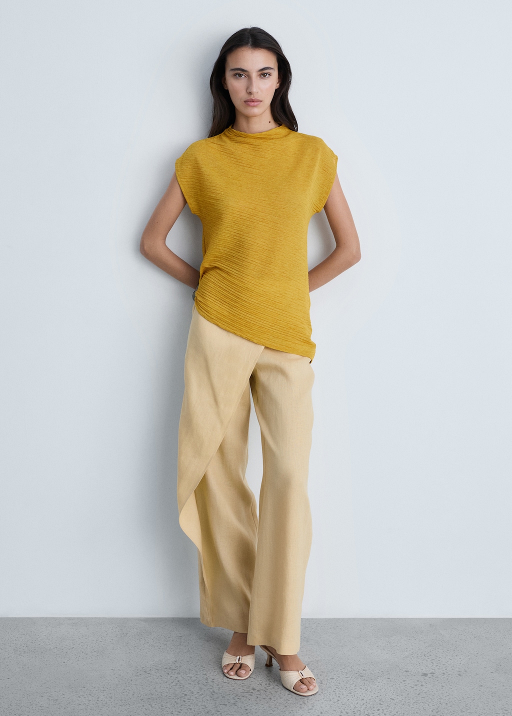 Linen crossover pants - Women | MANGO USA Linen crossover pants - Women | MANGO USA