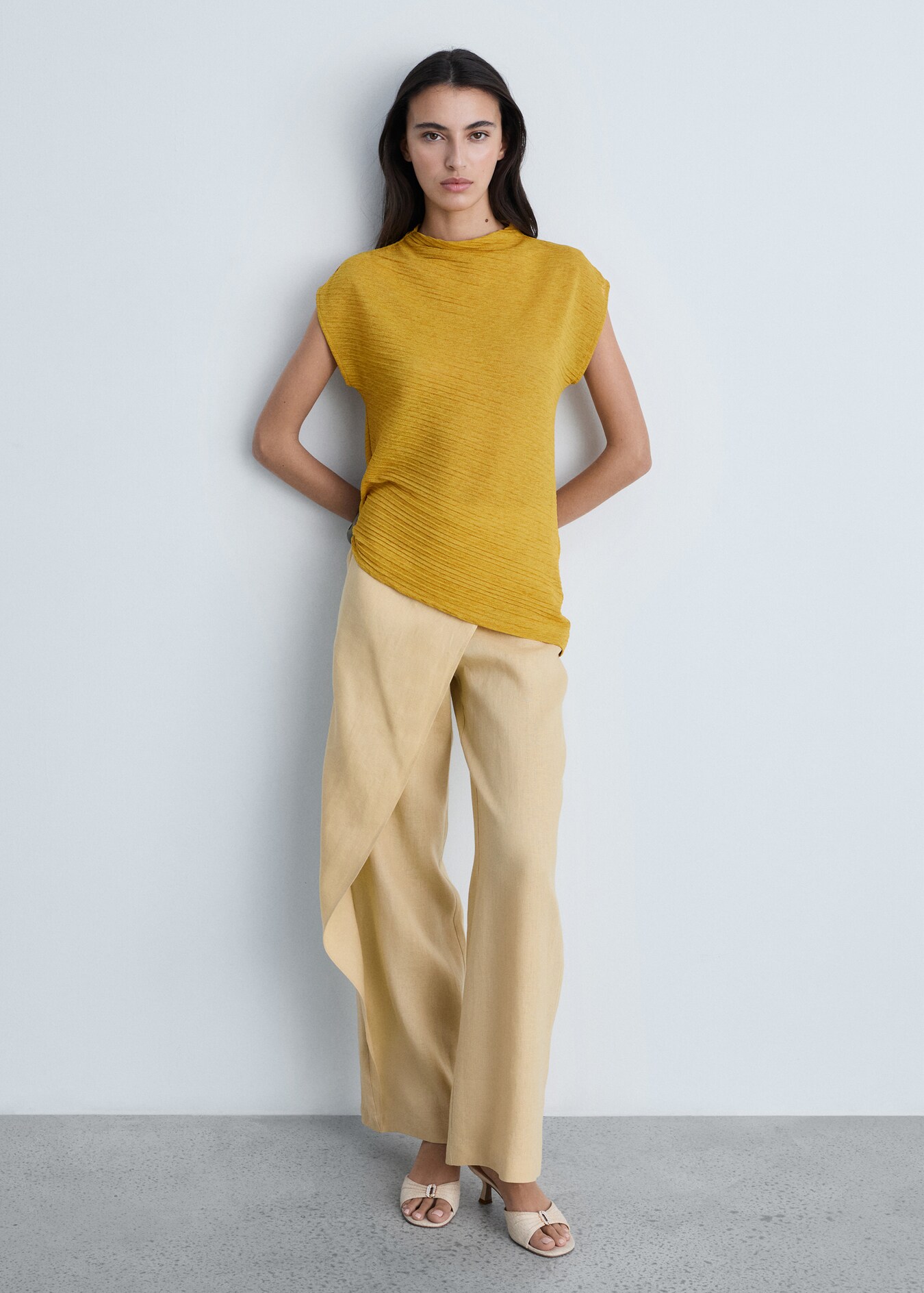 Linen crossover pants - Women | MANGO USA