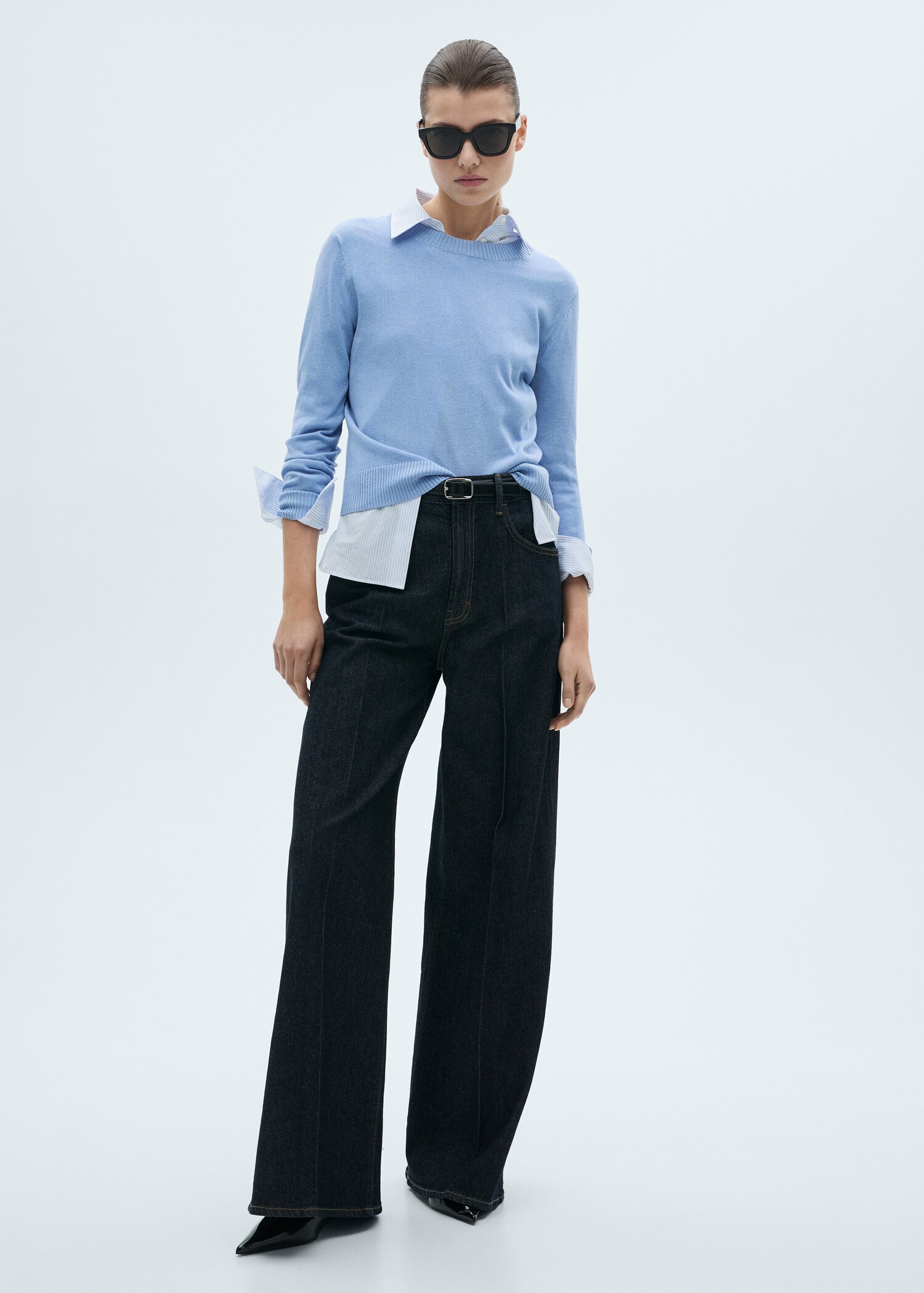 Linen-blend knitted sweater | MNG Australia