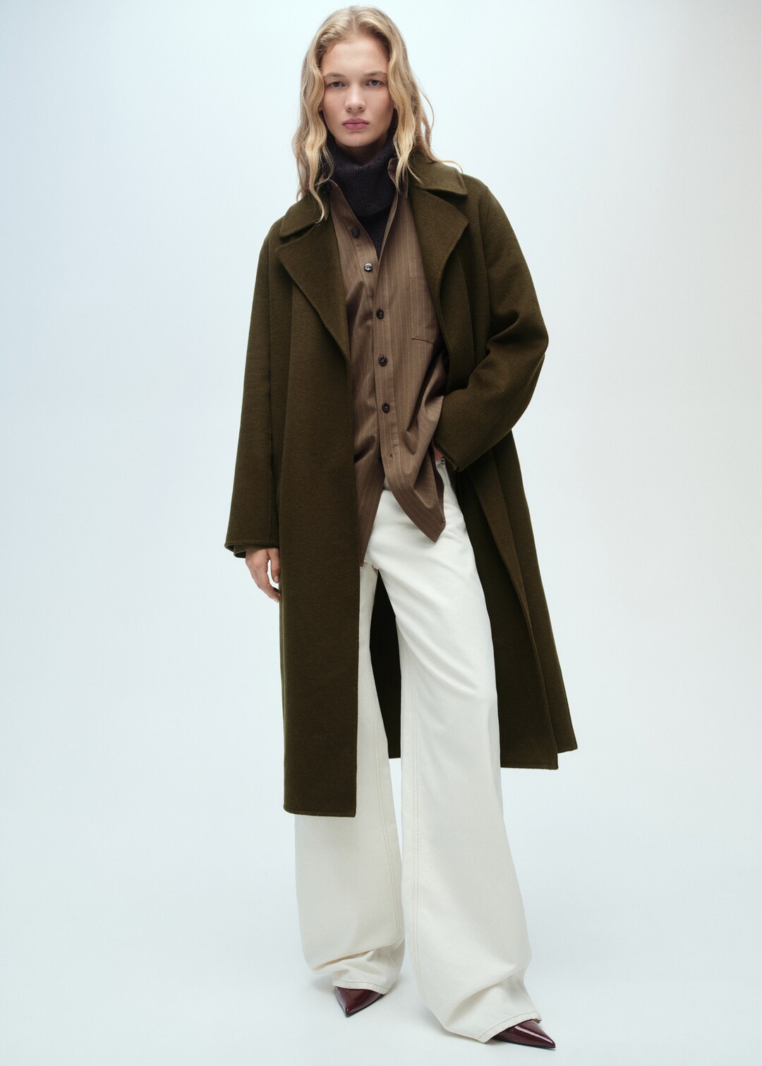 Handmade long coat with belt - Women | MANGO United Kingdom