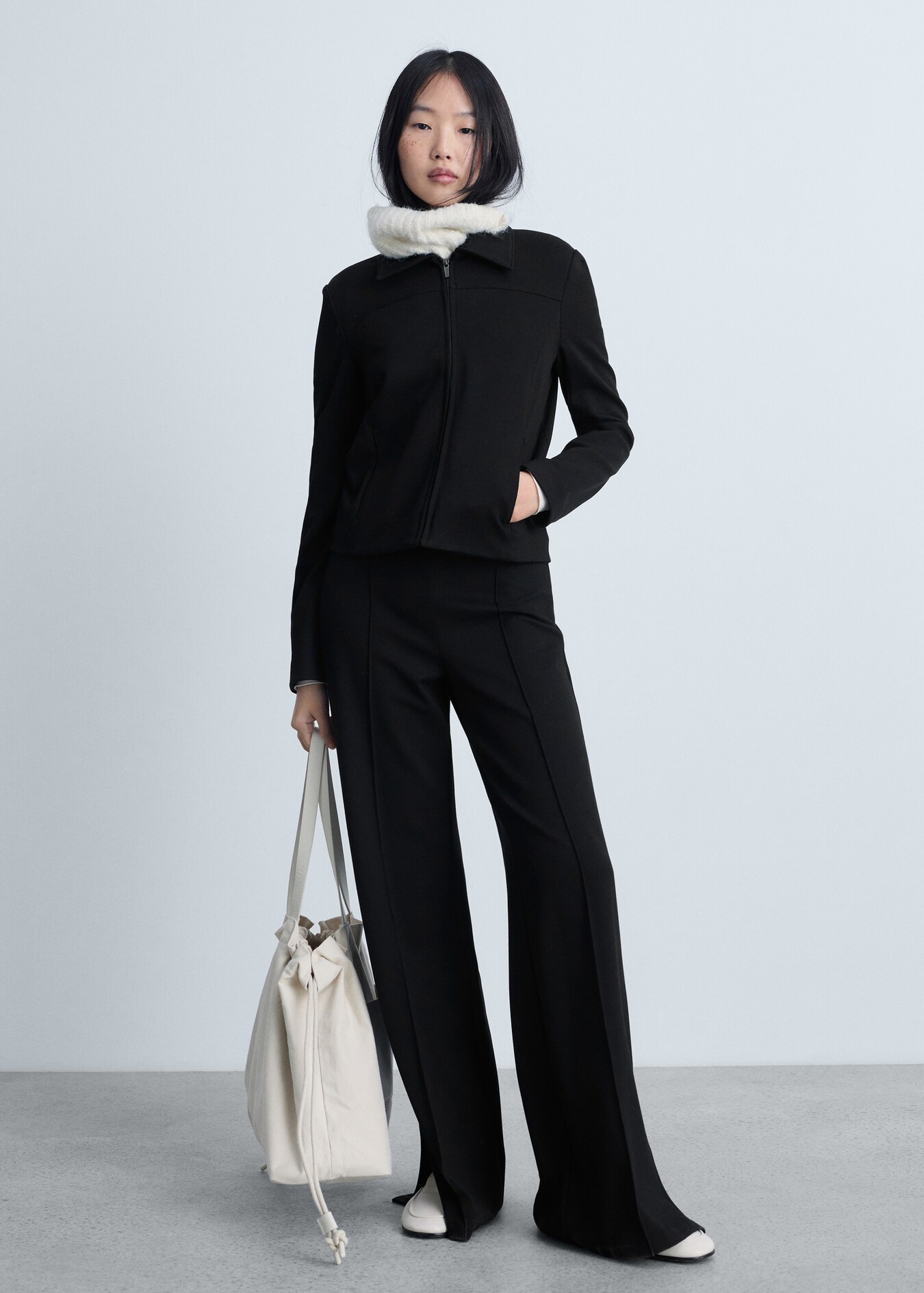 Wide leg pants with slits - Women | MANGO USA