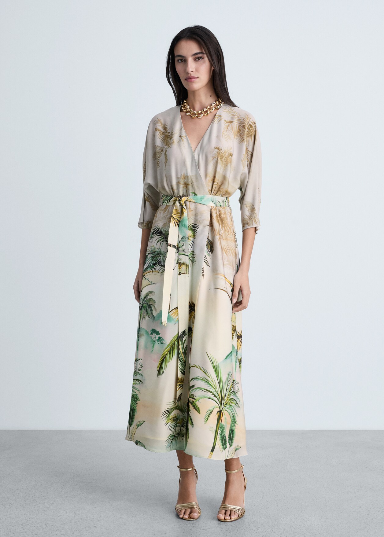 Crossover tropical dress - Women | MANGO USA